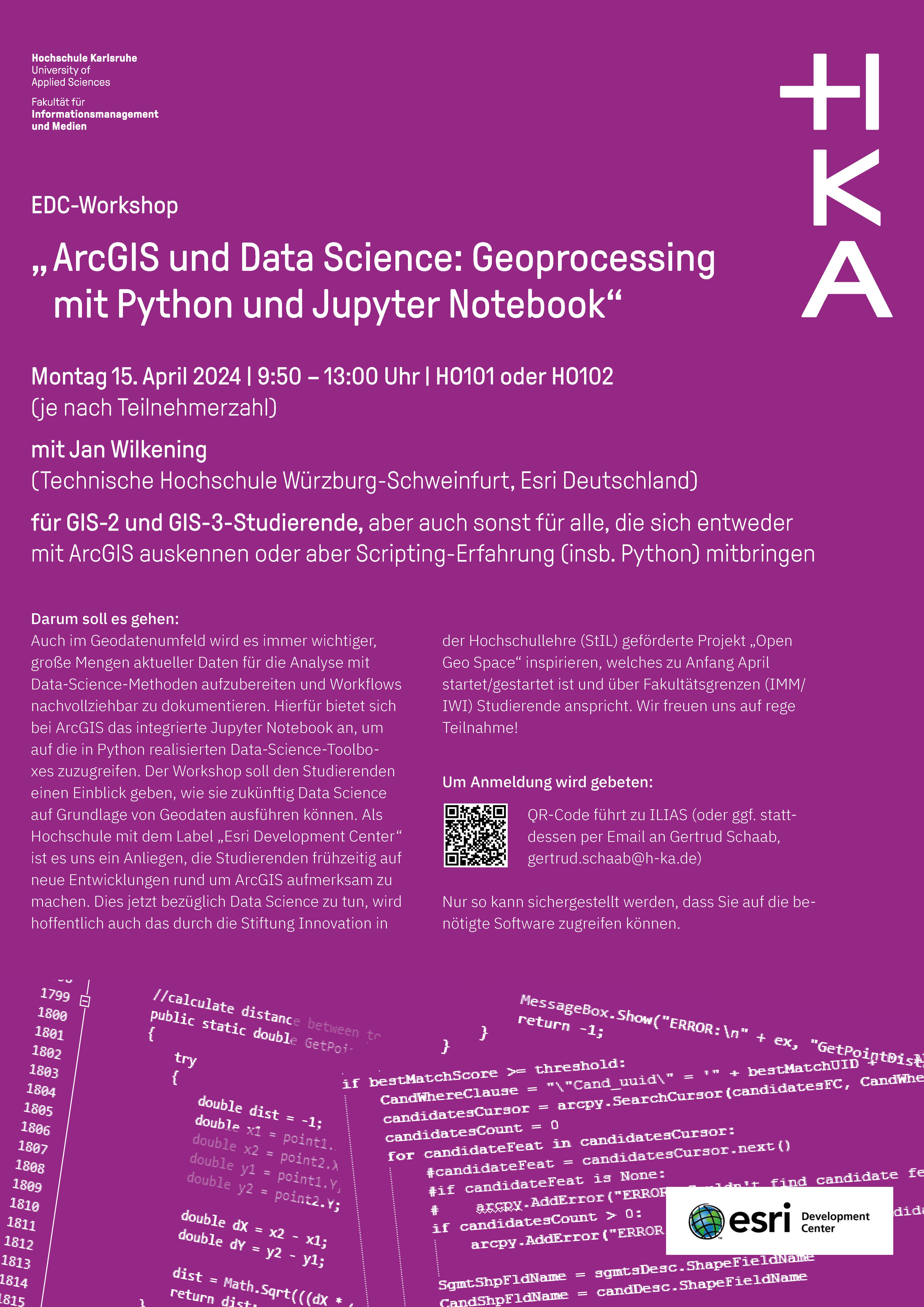 Die HKA - Die Hochschule Karlsruhe : EDC-Workshop - ArcGIS und Data Science: Geoprocessing mit ...